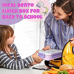 MaMix Bento Lunch Box for Kids, Lunch Box for Girls, Lunch Containers for Kids Toddlers Adults School | 4 Compartments |UPGRADE Easy to Open (Purple)