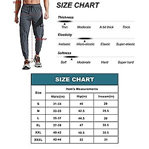 Libin Men's Lightweight Joggers Quick Dry Cargo Hiking Pants Track Running Workout Athletic Travel Golf Casual Outdoor Pants, Black L