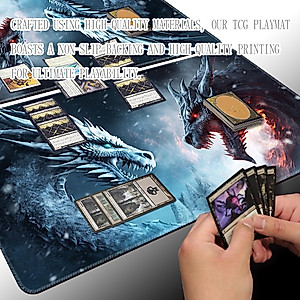 SIXTORE Premium Board Game 14x24in TCG Playmat Compatible for OCG CCG RPG MTG Playmats,Mousepad Desk Mats(Dragon Fight)
