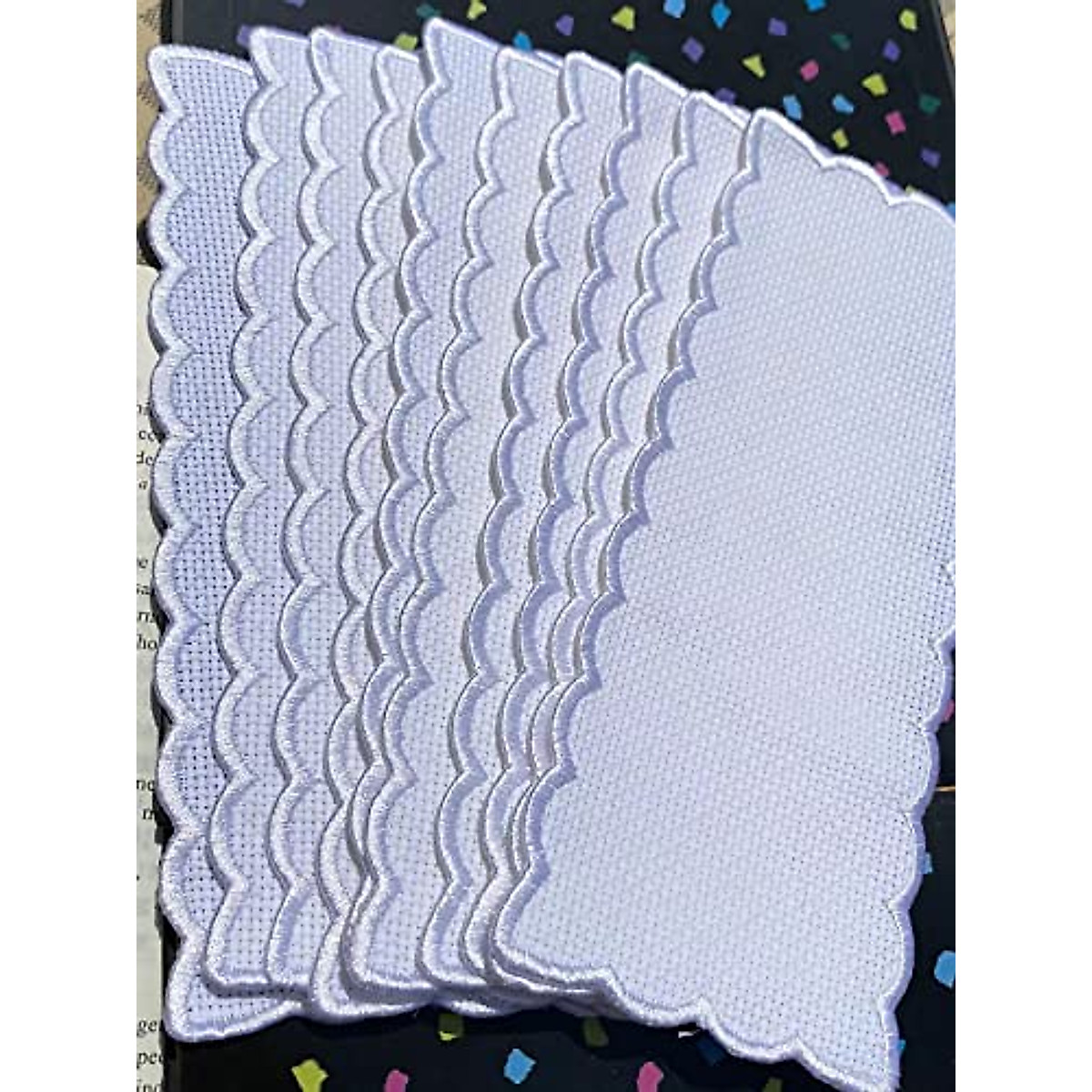 10pcs Pure White Embroidery Edged Book Mark to Cross Stitch, Blank Cross Stitch Bookmark for DIY