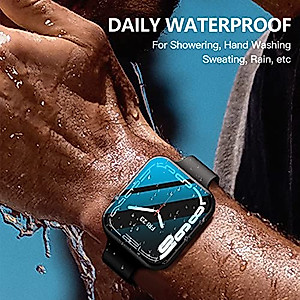 Misxi 2 Pack Waterproof Black Hard Case with Tempered Glass Compatible with Apple Watch Series 6 SE Series 5 Series 4 44mm, Ultra-Thin Durable Protective Cover for iWatch Screen Protector