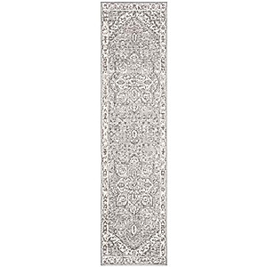 SAFAVIEH Brentwood Collection 2' x 12' Cream/Grey BNT852B Medallion Distressed Non-Shedding Living Room Bedroom Runner Rug