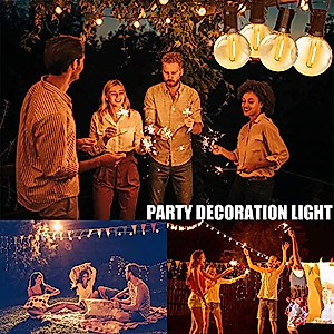 Muasdae Outdoor LED String Lights Indoor Decor Lights Patio Garden Wedding Party G40 Globe Plastic Light Bulbs Waterproof Connectable Shatterproof 25Ft E12 Socket Base (25FT) (Black 2 String Set)