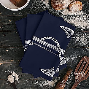 Big buy store White Nautical Anchor Kitchen Dish Towels Set of 2, Soft Lightweight Microfiber Absorbent Hand Towel Navy Blue Tea Towel for Kitchen Bathroom 18x28in
