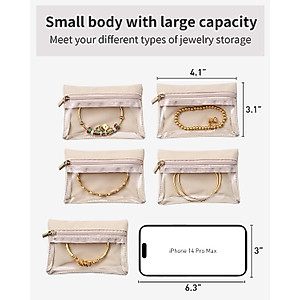 Vlando Travel Jewelry Bags,Jewelry Pouches Storage,Jewelry Travel Organizer Case for Women 12pcs