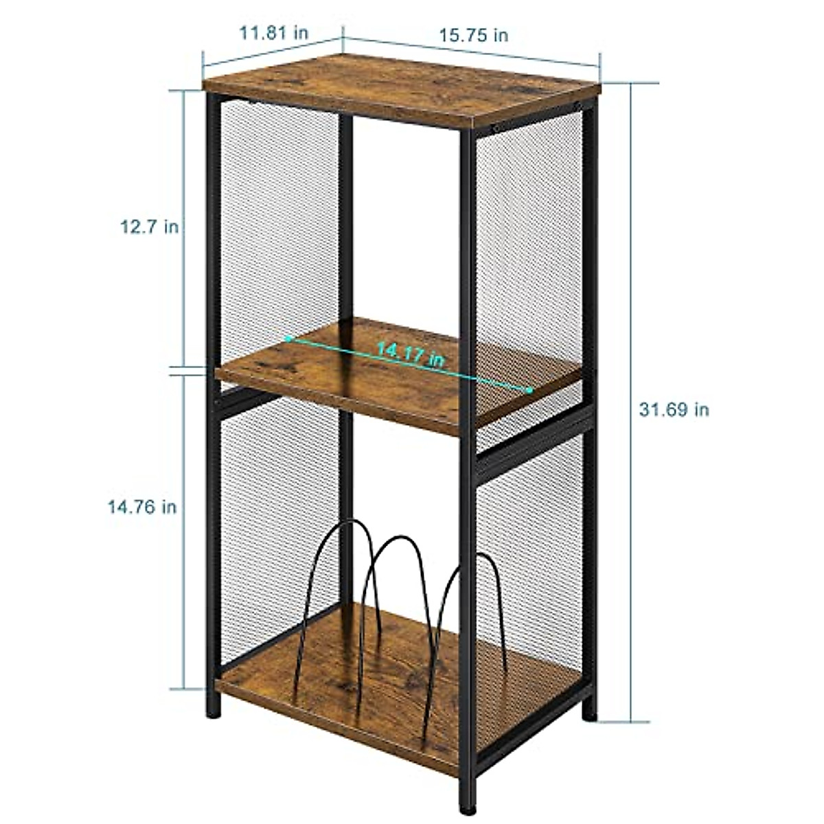 Record Player Stand, Vinyl Record Storage Holder Turntable Stand Cabinet with 2 Tier Display Shelf Up to 170 Albums, End Table Nightstand for Living Room, Bedroom, Office, Rustic Brown
