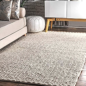 nuLOOM Glendora Hand Woven Chevron Area Rug, 5' x 8', Ivory
