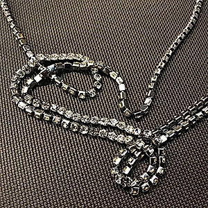 Kercisbeauty Multi Row Boho Tennis Chain Rhinestones Choker Long Chain Necklace for Women Jewelry (Silver)
