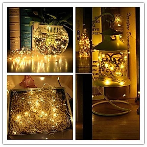 Yeaheo LED String Lights, Fairy Lights 50LED 16.4FT,Copper Wire Fariy Lights,with Battery Operated Waterproof 8 Modes Remote Control,for Bedroom,Wedding,Party,Room Decor (Warm White 16.4FT 50LEDS)