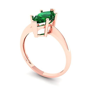 Clara Pucci 1.50 ct Marquise Cut Solitaire Simulated Emerald Engagement Wedding Bridal Promise Anniversary Ring 18K Rose Gold Size 10.5