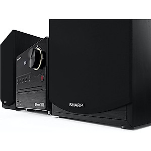 Sharp XL-B512 Micro Component Wireless Bluetooth Audio Streaming & CD Player Wood Speaker System + Remote, USB Port, MP3 Playback, FM Stereo Digital Tuner, Aux Input, Black Oak