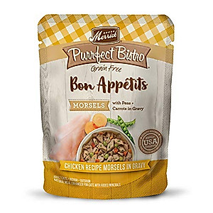 Merrick Purrfect Bistro Bon Appetits Grain Free Wet Cat Food Chicken Recipe Morsels in Gravy, 3 Ounce (Pack of 24)
