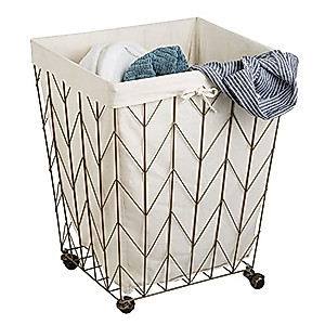 Unknown1 Chevron Wire Hamper Gold Stainless Steel
