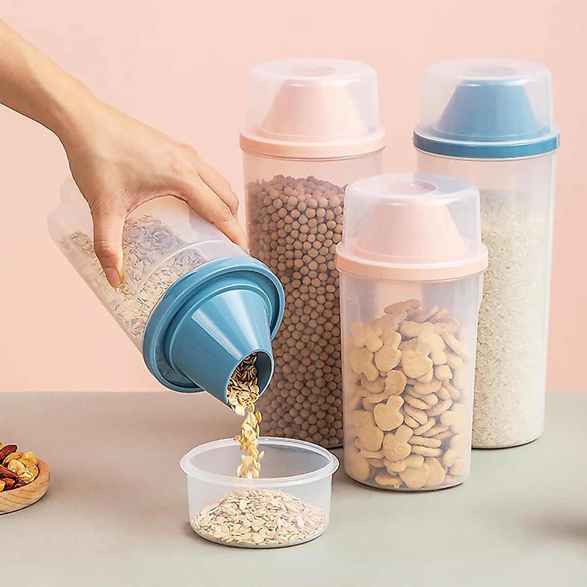 lasenersm 1 Piece Laundry Detergent Dispenser Washing Powder Container Laundry Soap Dispenser Laundry Powder Detergent Storage Box Rice Container Cereal Container Grain Container with Lid(Blue, L)