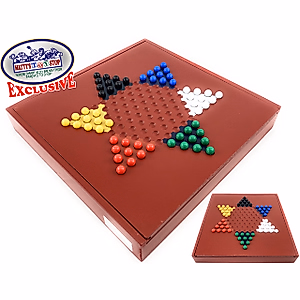 Matty's Toy Stop Exclusive Deluxe 10-in-1 Chess, Checkers, Tic Tac Toe, Backgammon, Mill, Roll Em, Insanity, Chinese Checkers, Mancala & Pick-Up Sticks Wooden Cabinet Game Set