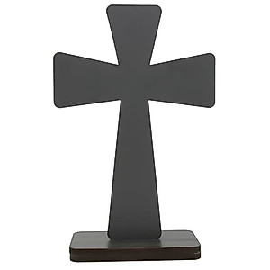 Needzo Rustic Wooden Standing Cross With Faith Center, Religious Home or Office Décor for Shelves, Tables, or Desks, 8.5 Inches x 5.5 Inches