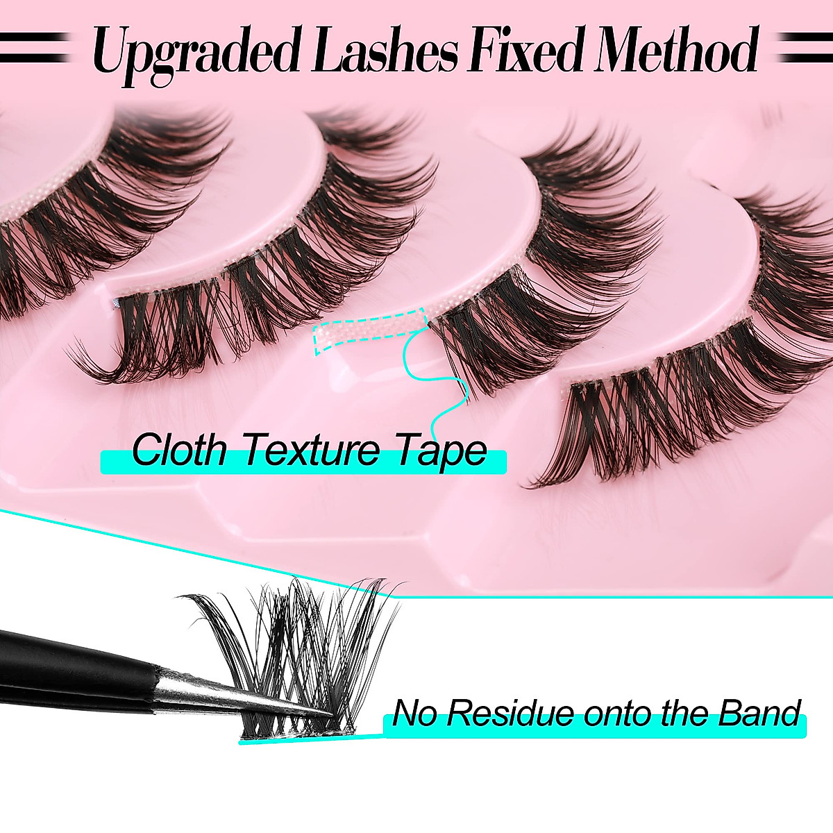 Cluster Lashes 56 Wisps DIY Lashes Natural Look Cat Eye Clear Band Mink Lashes Pack Wispy Fluffy 3D Curl False Eyelashes by ALICE