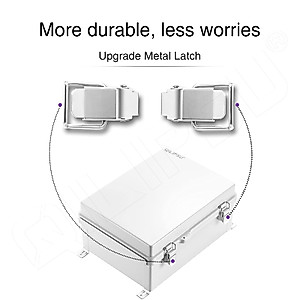QILIPSU Hinged Cover Stainless Steel Latch 370x270x150mm Junction Box with Mounting Plate, ABS Plastic DIY Electrical Project Case IP67 Waterproof Dustproof Enclosure Grey (14.6"x10.6"x5.9")