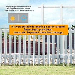 Adavin White Animal Barrier, 10 Pack 20in(L) X10in(H) No Dig Fence, Dog Digging Fence Barrier Rabbit Fence Protector, Galvanized Steel Stakes 2 inch Spike Spacing, Outdoor Yard Patio.Total 17 Ft(L)