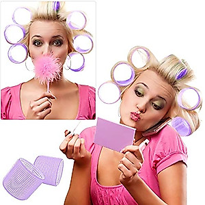 36 Packs Jumbo Hair Rollers Hair Curlers. 2.5 inch Large Self Grip Hair Curlers for Long Hair, Big Hair Rollers for Long Hair. No heat Curlers Hair Rollers with Clips & Comb (Purple)