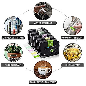 COLORWING Compatible Label Tape Replacement for Brother Ptouch TZe TZ Tape 0.47" x 26.2' Berry Pink/Pastel Pink/Pastel Purple/Pastel Blue/White/Clear/Pink/Lime Green/Lemon Yellow/Mint Green, 10 Pack