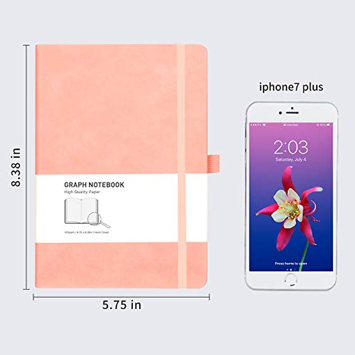 Graph Paper Notebook 2 Pack - RETTACY Graph Paper Journal for Women with 384 Pages,Hard Cover,100gsm Thick Graph Paper,5.75'' × 8.38''