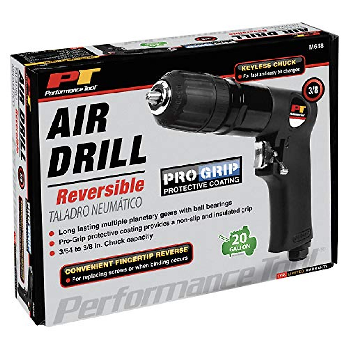 Performance Tool M648 3/8-Inch Heavy Duty Reversible Drill