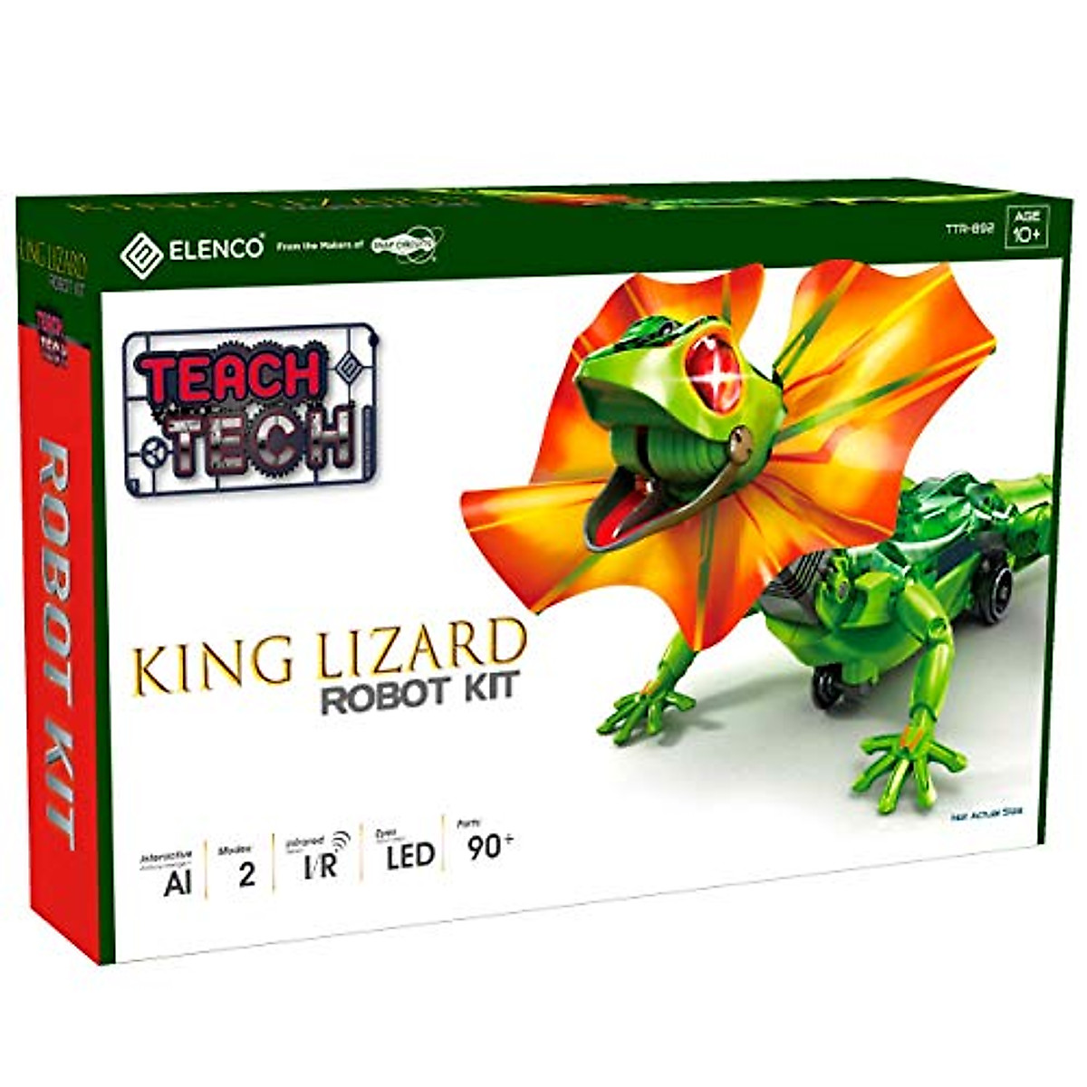 Elenco Teach Tech King Lizard, Interactive Lizard Robot Kit, STEM Creative Toys for Kids 10+ includes Assembly Parts