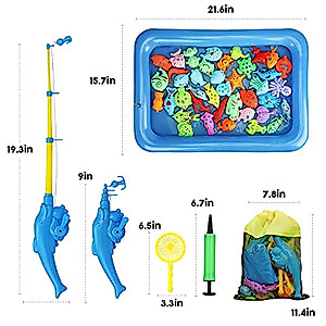TOY Life Magnetic Fishing Game for Kids 3-5 with 2 Toddler Fishing Poles, Magnetic Fishing Toys for Toddlers, Kids Bath Toys for Toddlers, Outdoor Pool Water Toys for Kids 4-8, Baby Fishing Toy