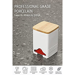 QUXIJA Ceramic Tea Bag Storage Organizer Caddy Holder with Lid (White)