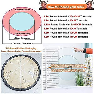 50-120cm Rotating Tray Large Lazy Susan Turntable Silent Serving Plate, Round Tempered Glass Turntable Swivel Tray, 8MM Thick 24" 36" 40" Anti-tilt Spinning Tray Dining Table Centerpiece