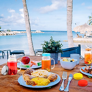 6 Pack 25oz Glass Cups with Lids and Straws Drinking Glasses with Straws Brush and Bamboo Lids Plastic Lids Metal Lids Glass Jar Mugs Glass Tumbler Cups for Cold Coffee Juice and Food Storage