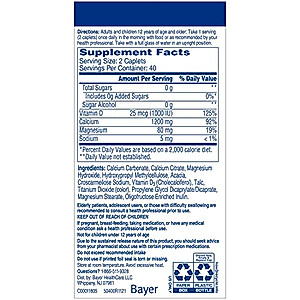 Citracal Slow Release 1200, 1200 mg Calcium Citrate and Calcium Carbonate Blend with 1000 IU Vitamin D3, Bone Health Supplement for Adults, Once Daily Caplets, 80 Count