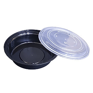 Generic 24 OZ Round Plastic Container With Lid Combo Pack - 24 Sets, Black, LH-Y24