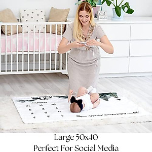 KEMINA BLANKETS Baby Monthly Milestone Blanket Boy - Milestone Blanket for Baby Boy Includes Felt Frame and Personalized Board, Adventure Mountain Month Blanket Woodland Nursery, Baby Shower 50x40