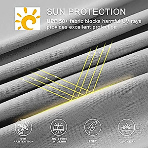 Willit Men's UPF 50+ Sun Protection Hoodie Shirt Long Sleeve Rash Guard Fishing SPF Outdoor UV Shirt Lightweight Gray L