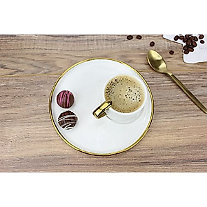 Pampa Bay For Coffee Lovers Titanium-Plated Porcelain Espresso Cup & Plate, 2.5 x 6.5in