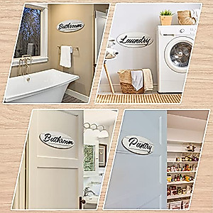 3 Pieces Farmhouse Bathroom Signs Pantry Signs Wall Decor Laundry Wooden Signs Rustic Hanging Bathroom Pantry Laundry Wood Art Printed Decor for Home Door Room Wall Decoration (Cute Style)