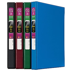 Avery Durable 3 Ring Binder, 0.5" Slant Rings, Color (Black, Blue, Maroon, Green) Will Vary, 1 Binder (11058)