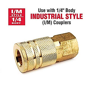 Primefit IP1414FS-B25-P (25 Pack) Industrial Style Air Quick Connect Plugs/Nipples 1/4" x 1/4" Female NPT