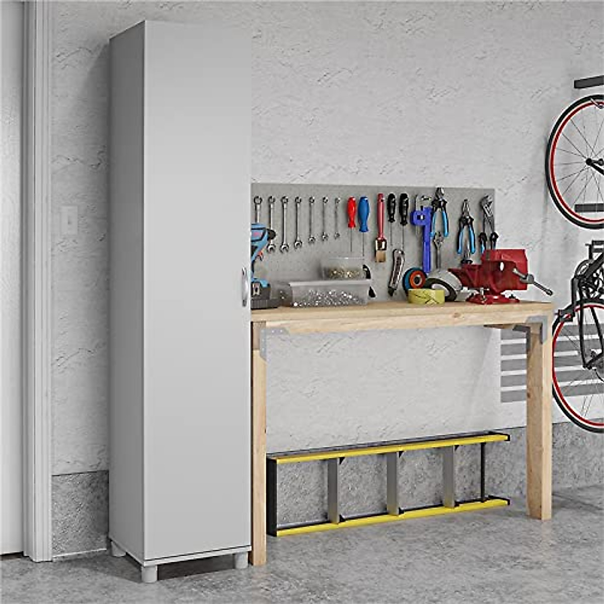 Pemberly Row Transitional 16" Utility Storage Cabinet in Dove Gray