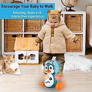 Crawling Penguin Baby Musical Toys, Baby Tummy Time Toys for Infant 0-3 0-6 6-12 12-18 Months Music Learning Crawl Interactive Development Toy with LED Lights, Babies Toddler Boy Girl Birthday Gift