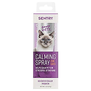 SENTRY PET Care Sentry Calming Spray for Cats, Uses Pheromones to Reduce Stress, Easy Spray Application, Helps Cats with Separation, Travel, Loud Noises, and Anxiety, Packaging May Vary