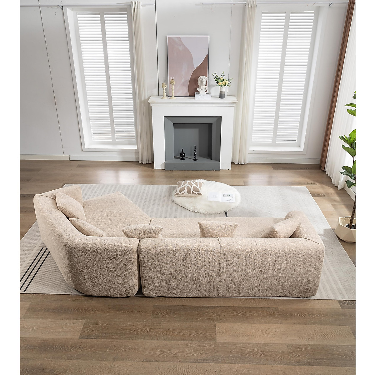 Merax 125" Large Sofa Couch, 2 Piece Free Combination, Modern Modular Upholstered Sectional Corner Sofa with Pillows and High-Density Foam for Living Room, Bedroom, Salon, Light Brown