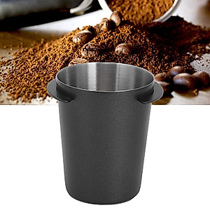 Dosing Cup, 58mm Coffee Dosing Cup Stainless Steel Bar Dosing Powder Feeder Part DIY Coffee Machine Dosing Tool Accessory(58mm black)