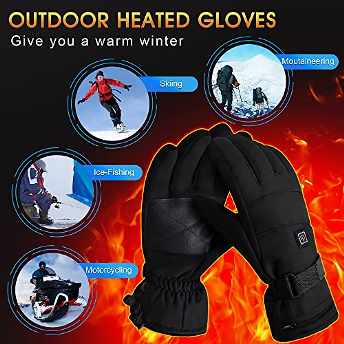 Spring Rechargeable Electric Heated Gloves,Touchscreen Waterproof Cold Weather Thermal Heated Gloves,Hand Warmer Gloves for Hunting Fishing Skiing Camping Cycling