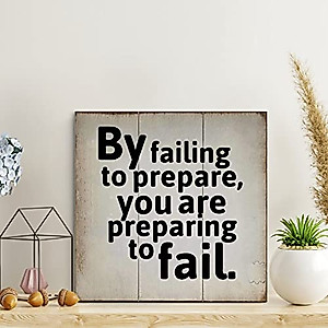 LITTLEGROVE SEEDS Vintage Wooden Pallet Sign By Failing to Prepare You Are Preparing to Fail Wood Signs 10x10in Wall Decor Farmhouse Decor Wall Art Wall Hanger Sign for Home Bedroom Living Room