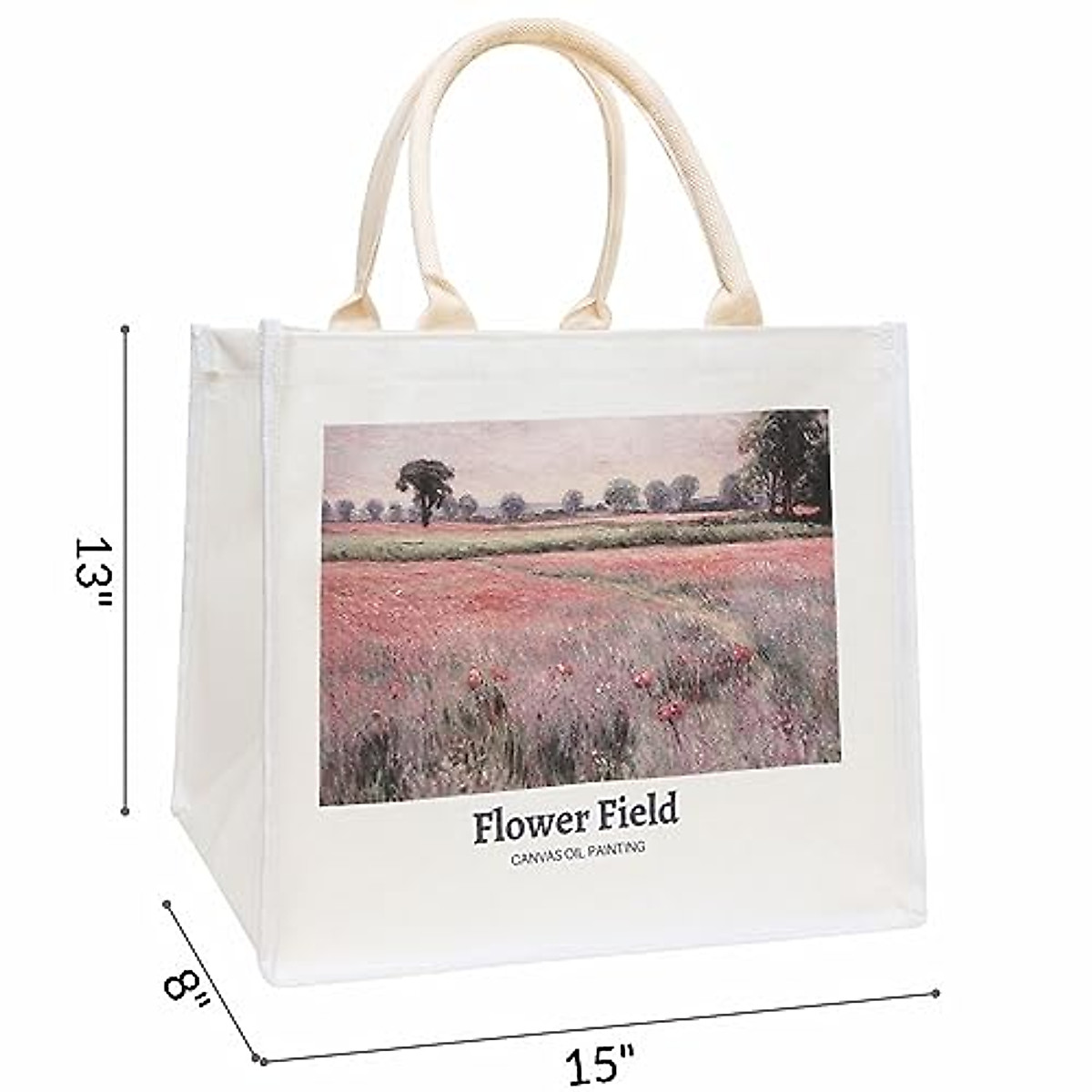 Adoryoung Monogram Personalized Initial Tote Bags for Women, Personalized Initial Monogram Canvas Tote Bag, Bride Shower Tote Gift Wifey Bag for Wedding Day Oil Painting Beach Bag with Zipper Pocket