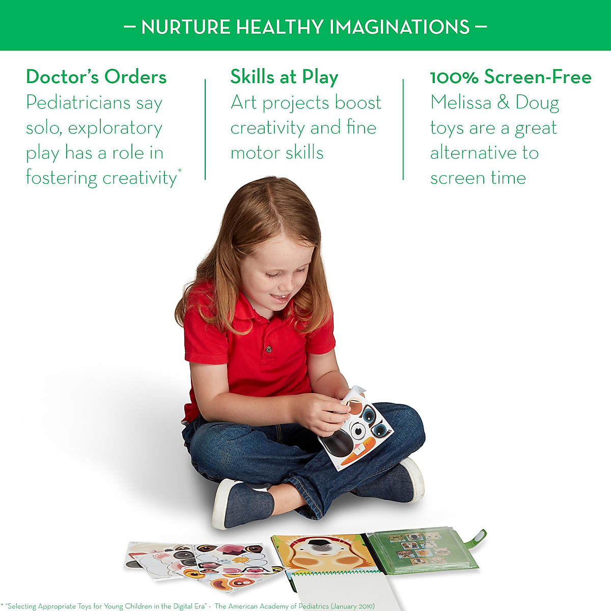 Melissa & Doug On the Go Make-a-Face Reusable Sticker Pad Travel Toy Activity Book – Pet Animals (10 Scenes, 65 Cling Stickers)