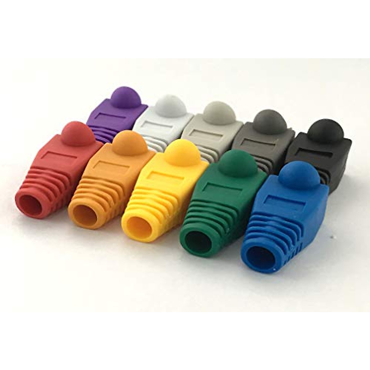 Accessbuy 100 Pack RJ45 CAT6 CAT6E CAT5 CAT5E Ethernet Network Cable Strain Relief Boots Cable Connector Plug Cover Mixed Color for Laptop